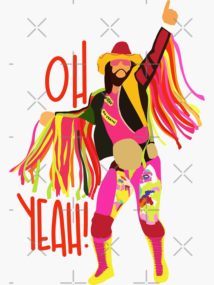 "Macho Man! Oh yeah!" Sticker for Sale by Dagmar Designs | Redbubble