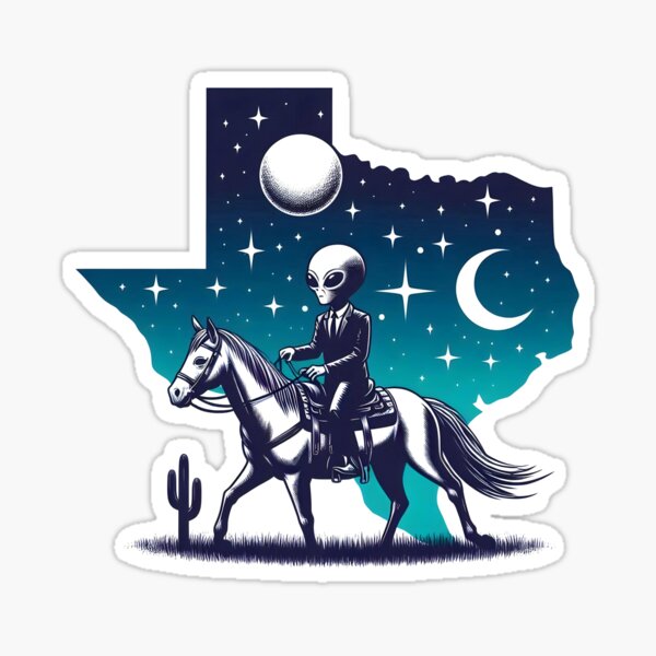 "Extraterrestrial Texan" Sticker for Sale by asilentcowbell | Redbubble