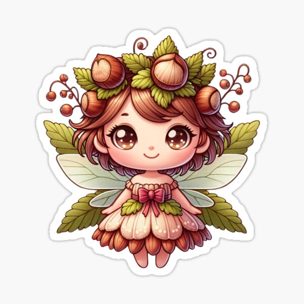"Hazelnut Fairy with Green Leaves Wings Chibi Girl Anime Manga Kawaii ...
