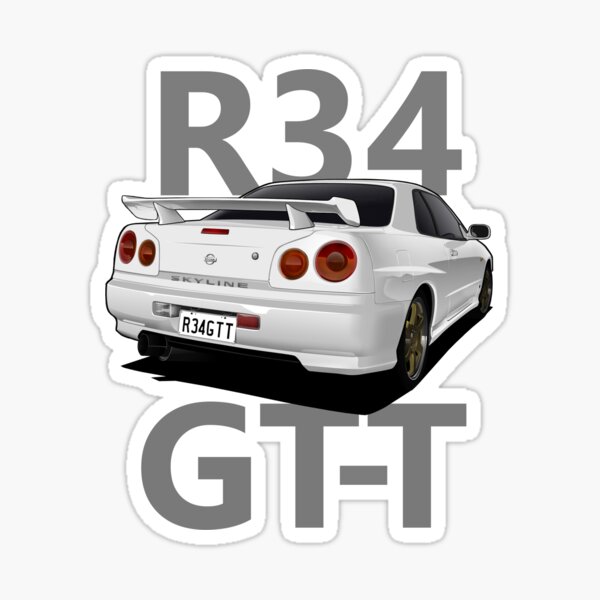 "Nissan Skyline R34 GT-T" Sticker for Sale by Art-Vand3lay | Redbubble