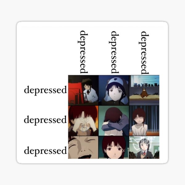 "Depressed Serial Experiments Lain Meme " Sticker for Sale by ...