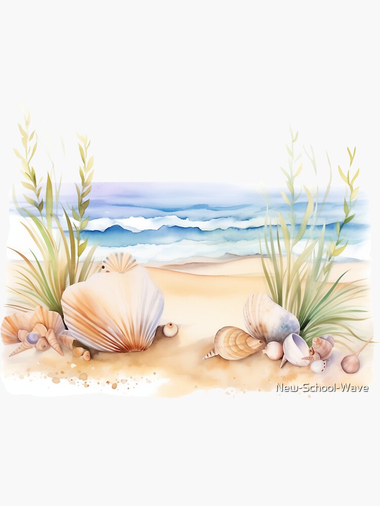 "Seashells In Grass" Sticker for Sale by New-School-Wave | Redbubble