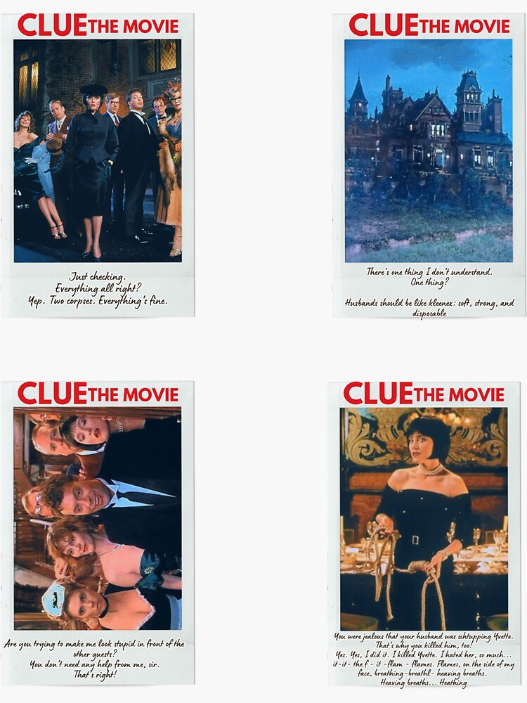 "Clue Movie Sticker Set / T Shirt" Sticker for Sale by DiverseDazzle ...