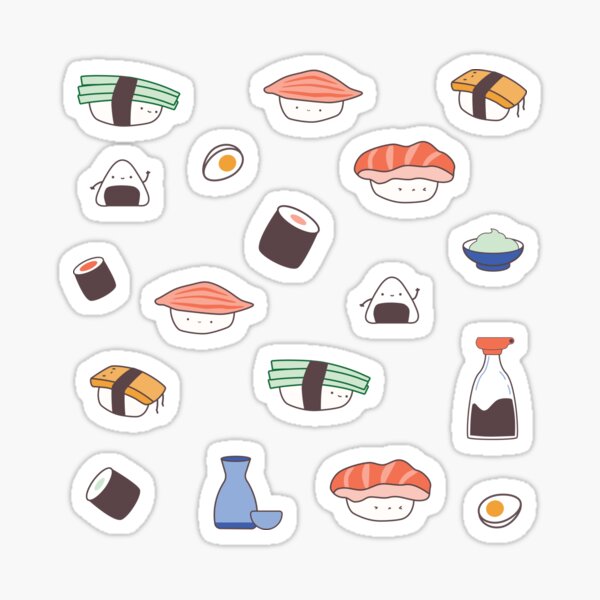 "Cute Cartoon sushi set" Sticker for Sale by xizhu22 | Redbubble