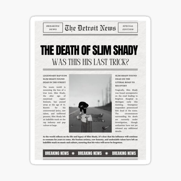 "The Death of Slim Shady " Sticker for Sale by cmhismuse | Redbubble