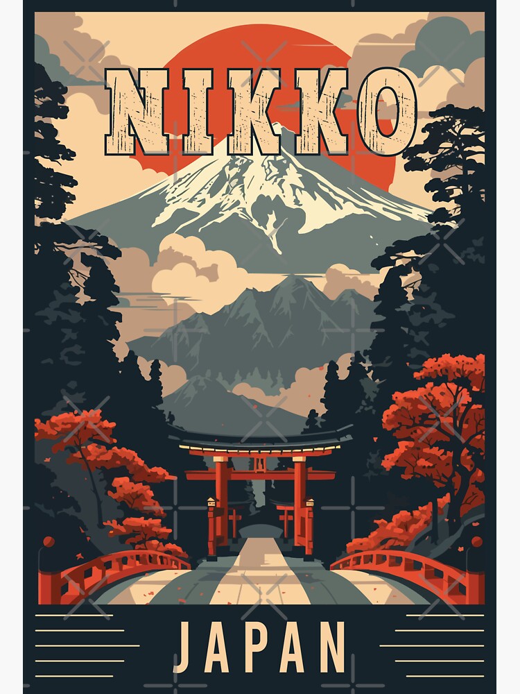 "Explore the Tranquility of Nikko in Japan Vintage Travel Art" Sticker ...