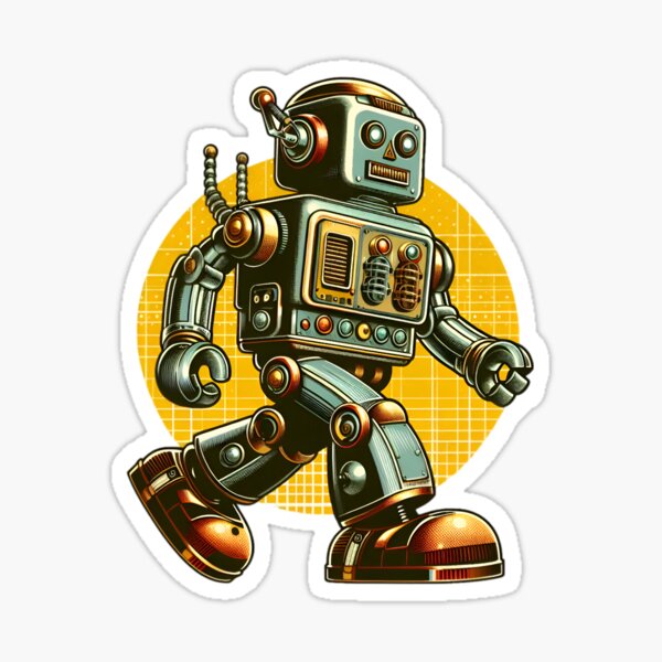 "Retro Robo-Revolution: A 1960s Sci-Fi Dream" Sticker for Sale by Andy ...