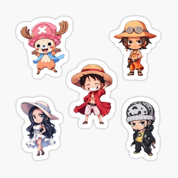 "5 Kawaii One Piece Characters Stickers" Sticker for Sale by ...