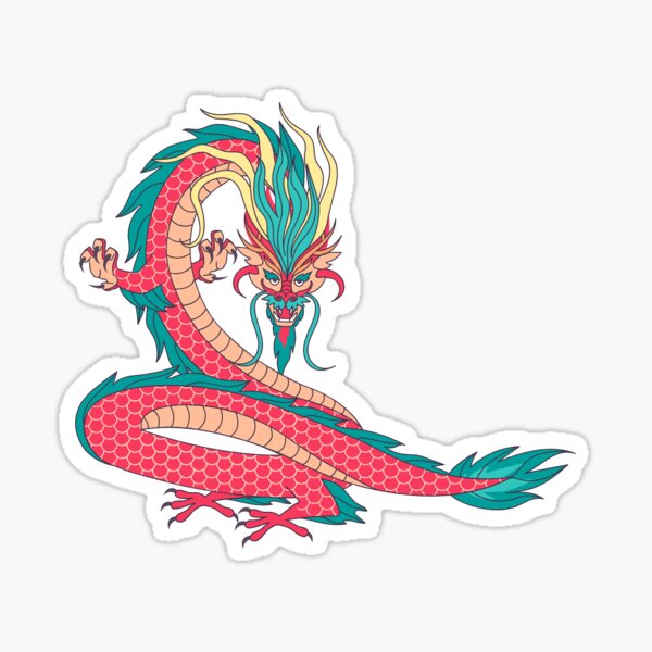 "Dynamic Dragon Illustration" Sticker for Sale by Art Wear Nation ...