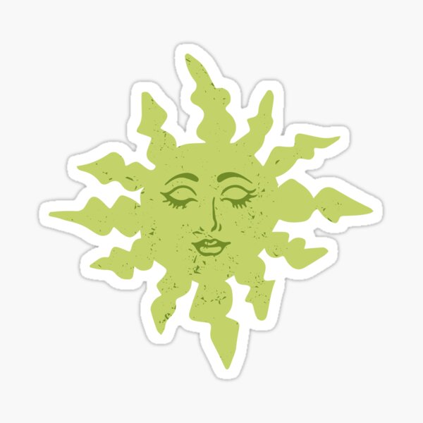 "Vintage Boho Sun Face Pattern - Textured Hand Drawn Design in Green ...