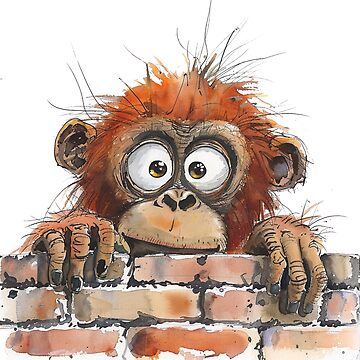 "Monkey looking over the wall" Sticker for Sale by PrintsUKStudio ...