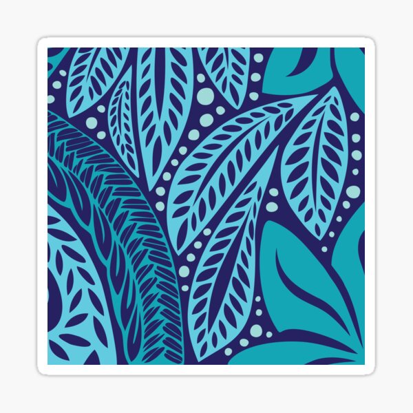 "Polynesian Hawaiian very blue floral tattoo design" Sticker by AyeletF ...
