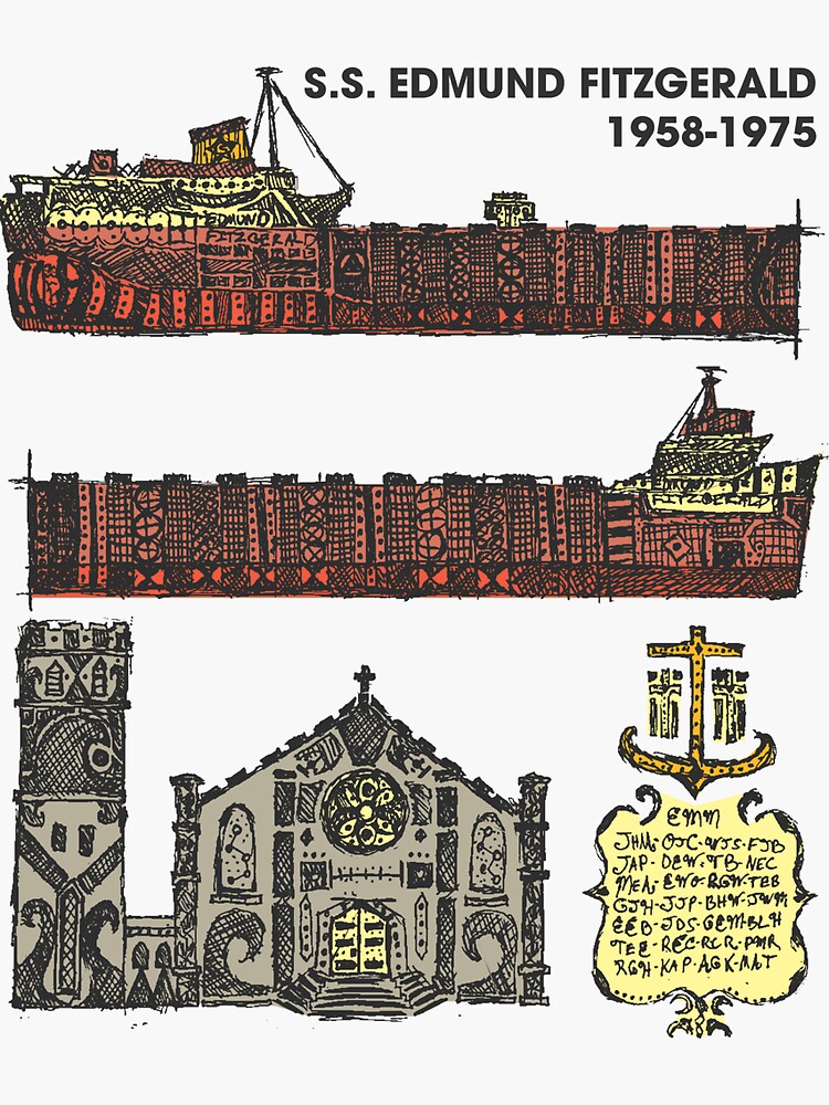 "s.s. edmund fitzgerald (big fitz)" Sticker for Sale by onska-shop ...