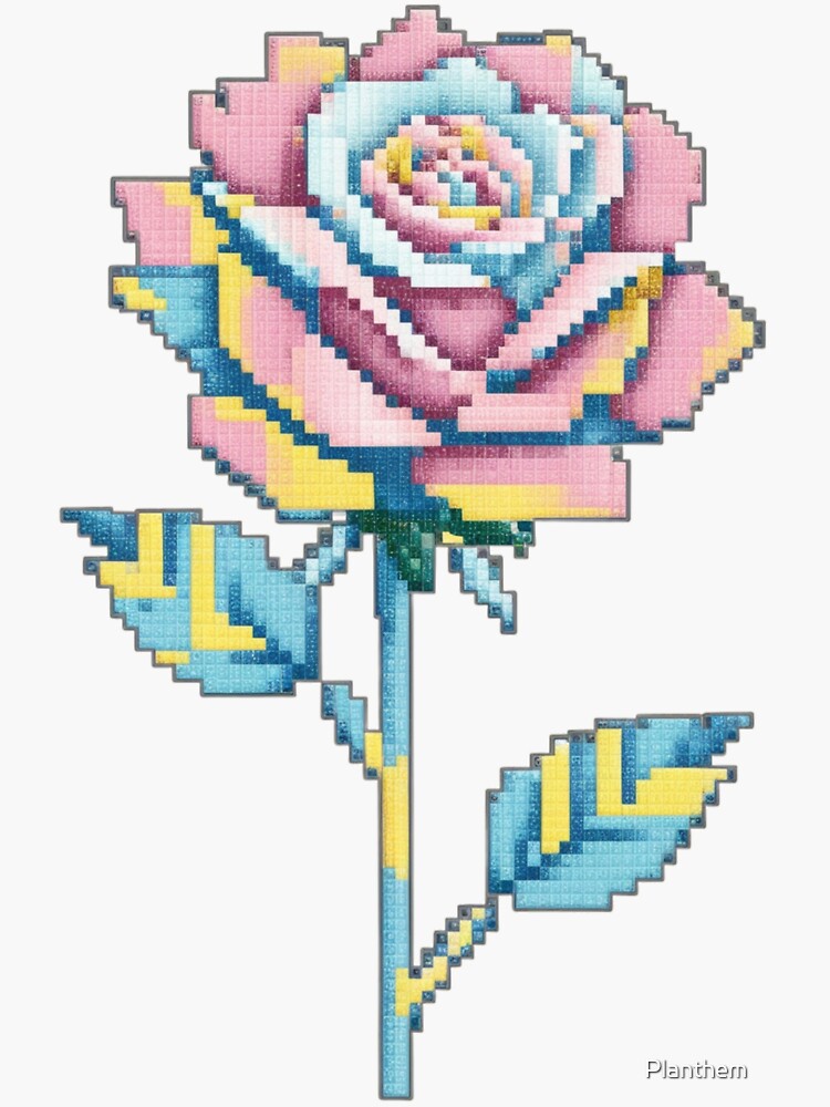 "8-Bit Pink Rose" Sticker for Sale by Planthem | Redbubble