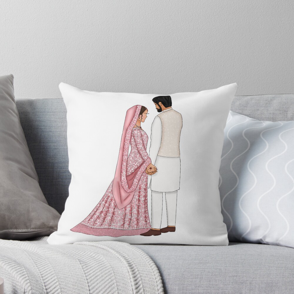 "Wedding Reception Walima Nikkah Couple Illustration Pakistani Muslim ...