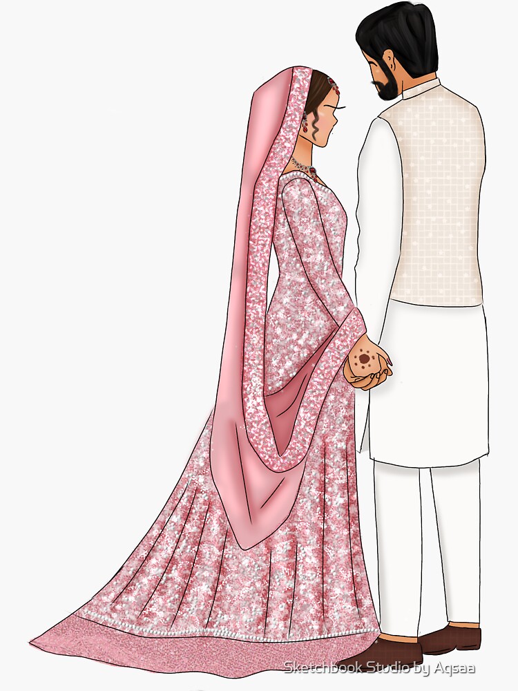 "Wedding Reception Walima Nikkah Couple Illustration Pakistani Muslim ...