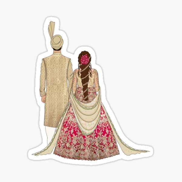 "Wedding Couple Back Side Pakistani Muslim Wedding Illustration ...