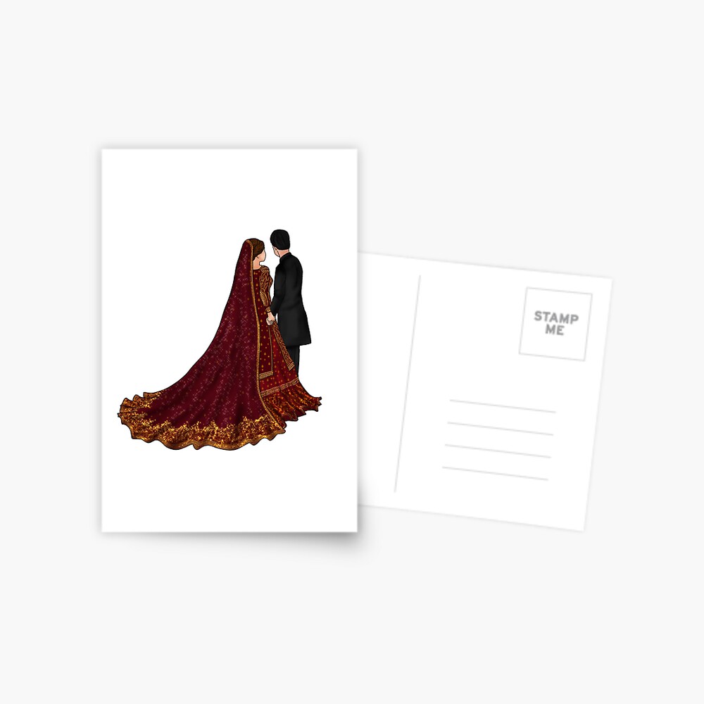 "Wedding Couple Illustration Back side Pakistani Muslim Wedding ...