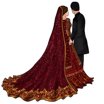 "Wedding Couple Illustration Back side Pakistani Muslim Wedding ...