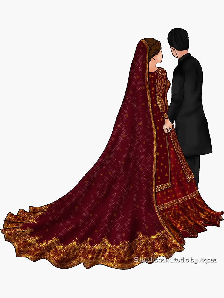 "Wedding Couple Illustration Back side Pakistani Muslim Wedding ...