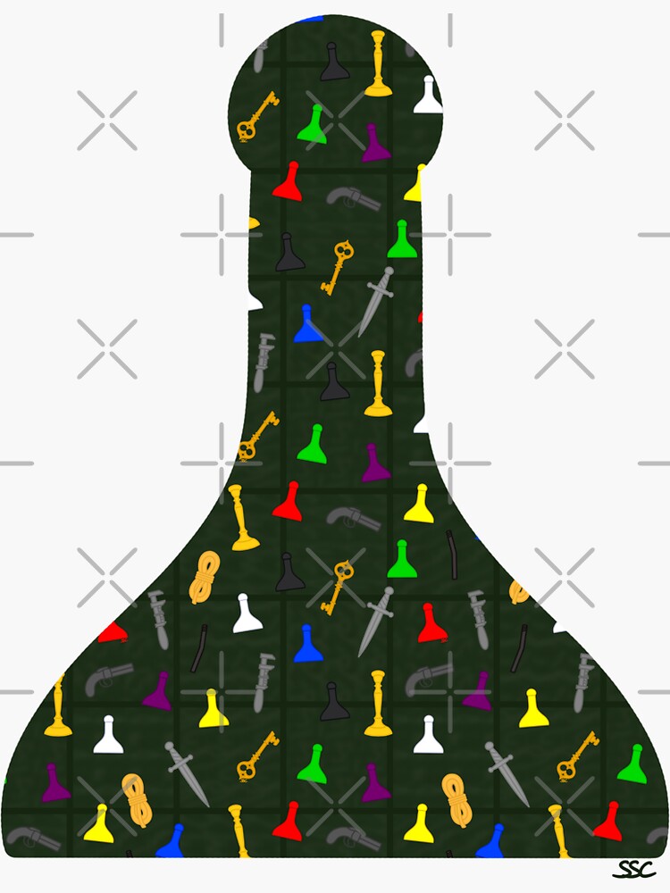 "Clue Game Pieces and Weapons" Sticker for Sale by SpectreSparkC ...