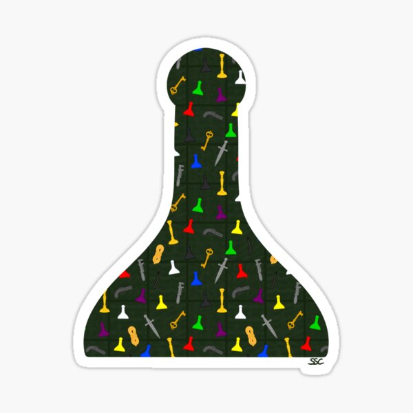 "Clue Game Pieces and Weapons" Sticker for Sale by SpectreSparkC ...
