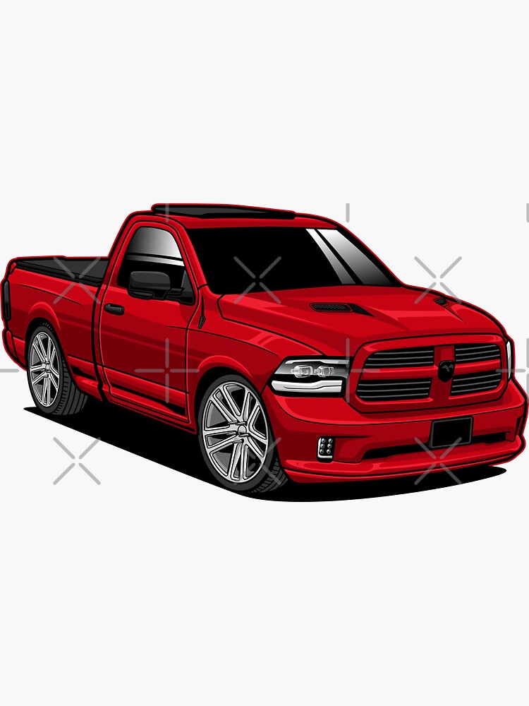 "Ram 1500 Pickup Red" Sticker for Sale by vektoranda | Redbubble