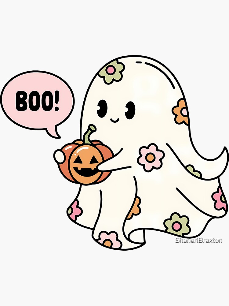 "Cute Flower Ghost Groovy Halloween" Sticker for Sale by ShaneriBraxton ...
