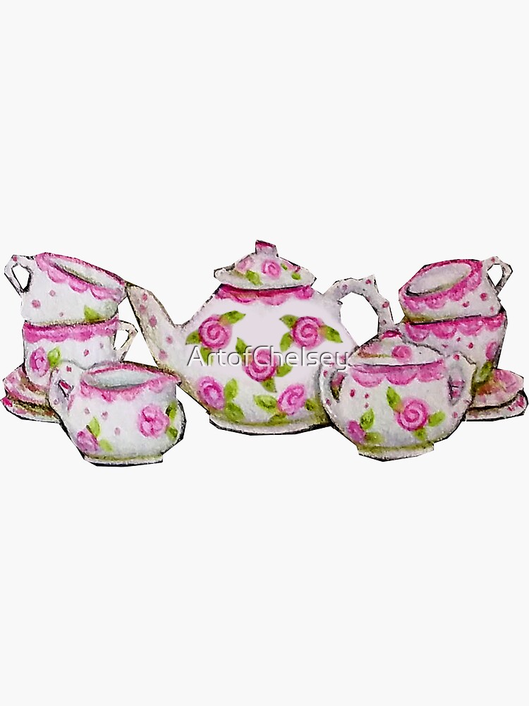 "Tea Party" Sticker for Sale by ArtofChelsey | Redbubble