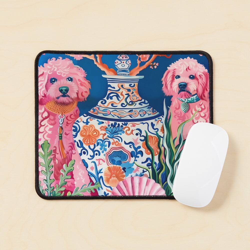 "Pink chinoiserie Cockapoos and ginger jars" Art Print for Sale by ...