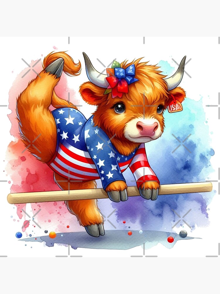 "Team USA Cute Highland Cow Longhorn Gymnastics Event Paris Olympics ...