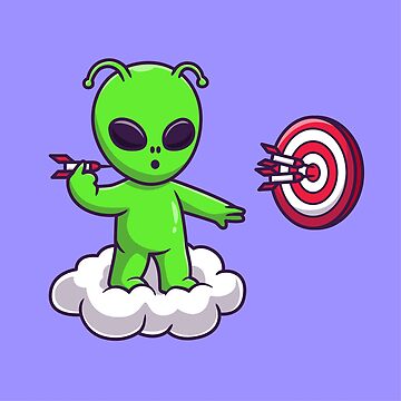 "Cute Alien Playing Archery at Cloud Target Cartoon Vector Icon ...