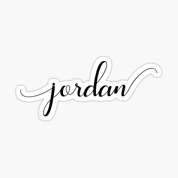 "Jordan - Custom name on delicate black cursive font" Sticker for Sale ...