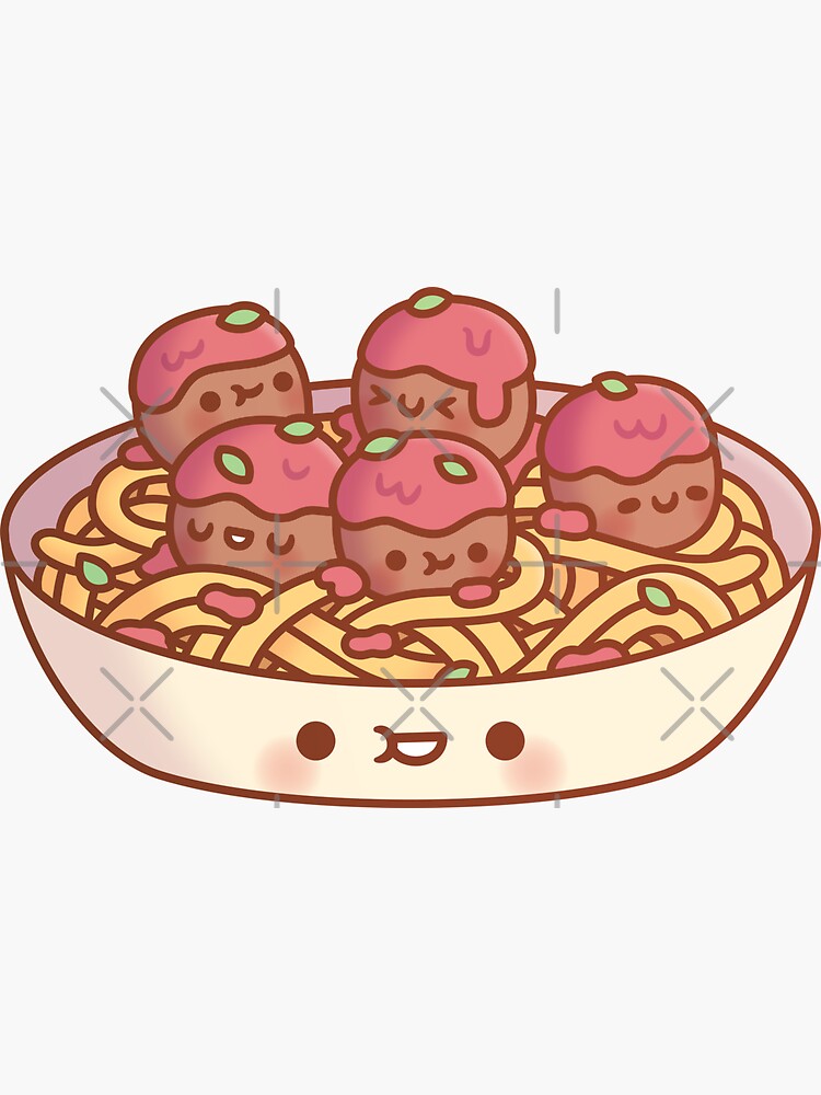 "Cute Spaghetti And Meatballs Pasta" Sticker for Sale by rustydoodle ...