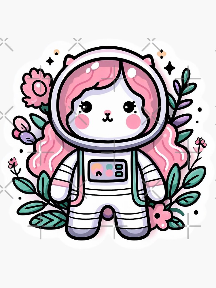 "Ms. Fluffypaws’ Cosmic Adventure" Sticker for Sale by Ichi-100 | Redbubble