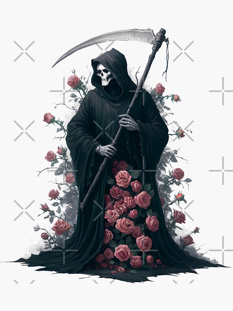 "Halloween Roses The Macabre Gift of the Grim Reaper" Sticker for Sale by Andrea Tristano ...