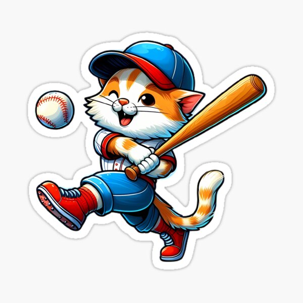 "Funny Cat Baseball," Sticker for Sale by beyazart | Redbubble