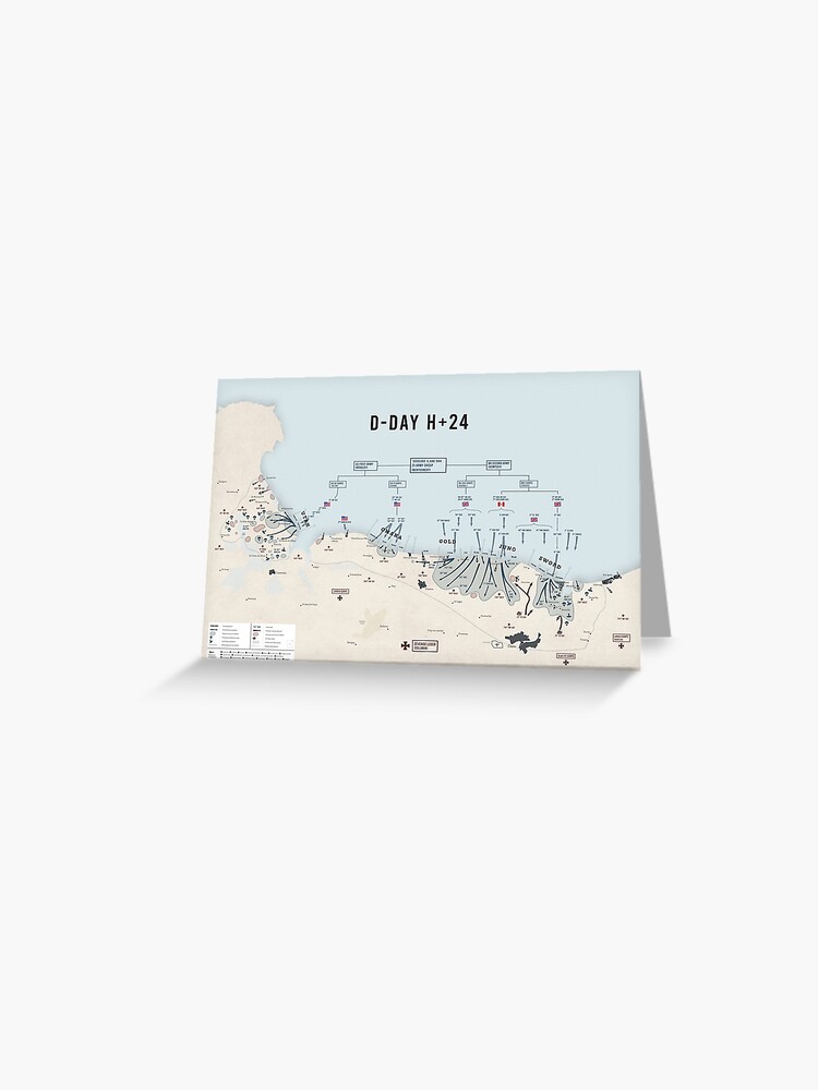 "D-day map poster of Normandy with all beach and airborne landings in ...