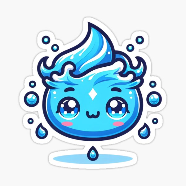 "Water Elemental Chibi Art | Water Element Spirit Cute Design" Sticker ...