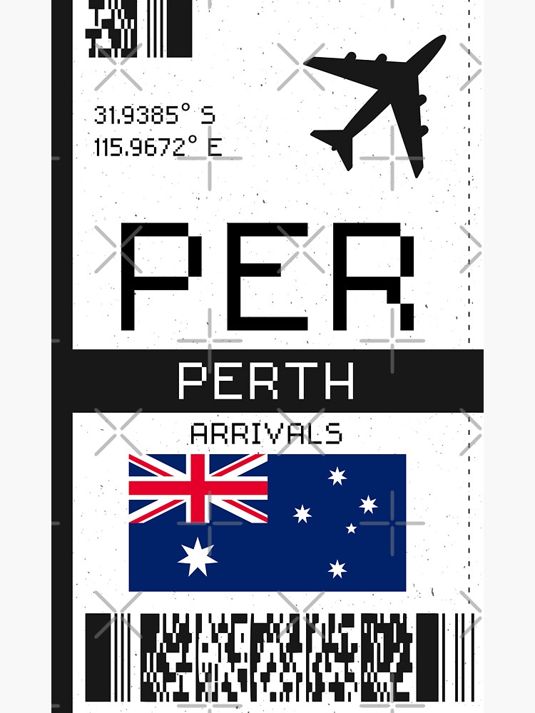 "PER Perth Airport - Australia Boarding Pass Ticket" Sticker for Sale ...