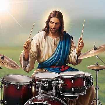 "JESUS DRUMMER" : JESUS PLAYING DRUM" Sticker for Sale by Obinne ...