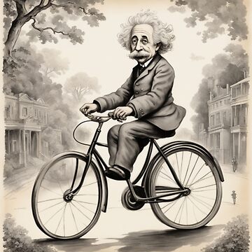 "Albert Einstein riding a bicycle" Sticker for Sale by cican-art ...