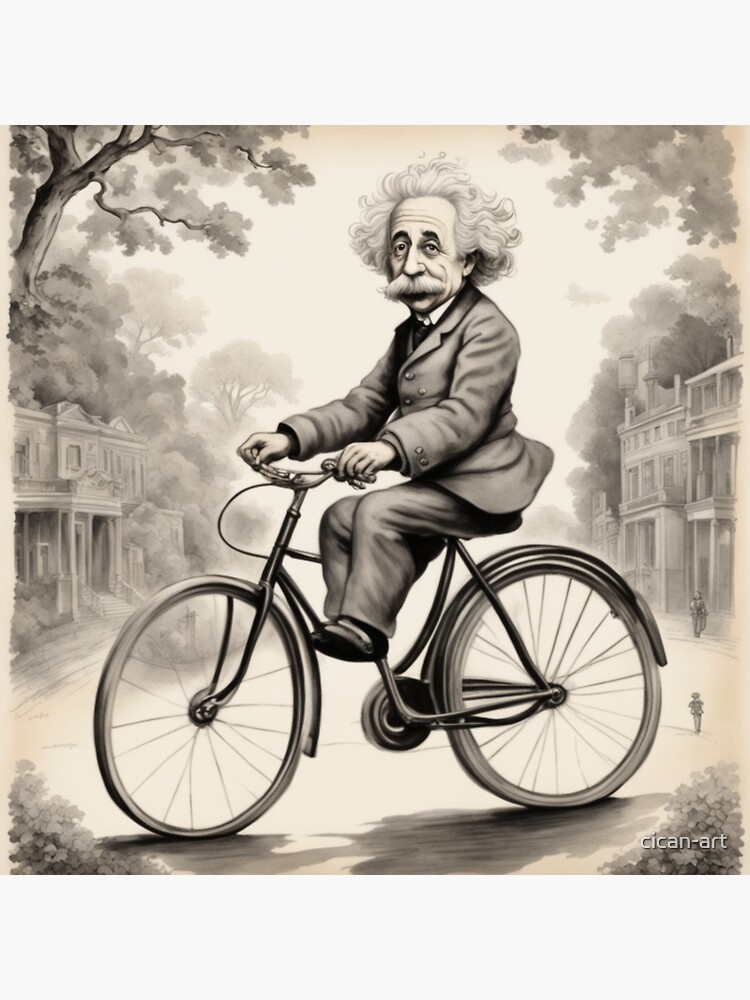 "Albert Einstein riding a bicycle" Sticker for Sale by cican-art ...