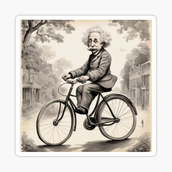 "Albert Einstein riding a bicycle" Sticker for Sale by cican-art ...
