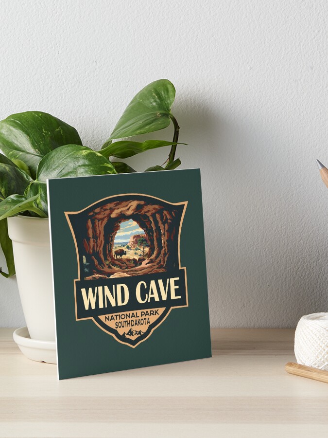 "Wind Cave National Park Illustration Retro Badge" Art Board Print for ...