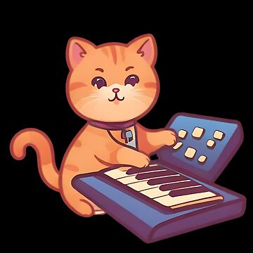 "Cat synthesizer, cute cat playing musical instrument" Sticker for Sale ...