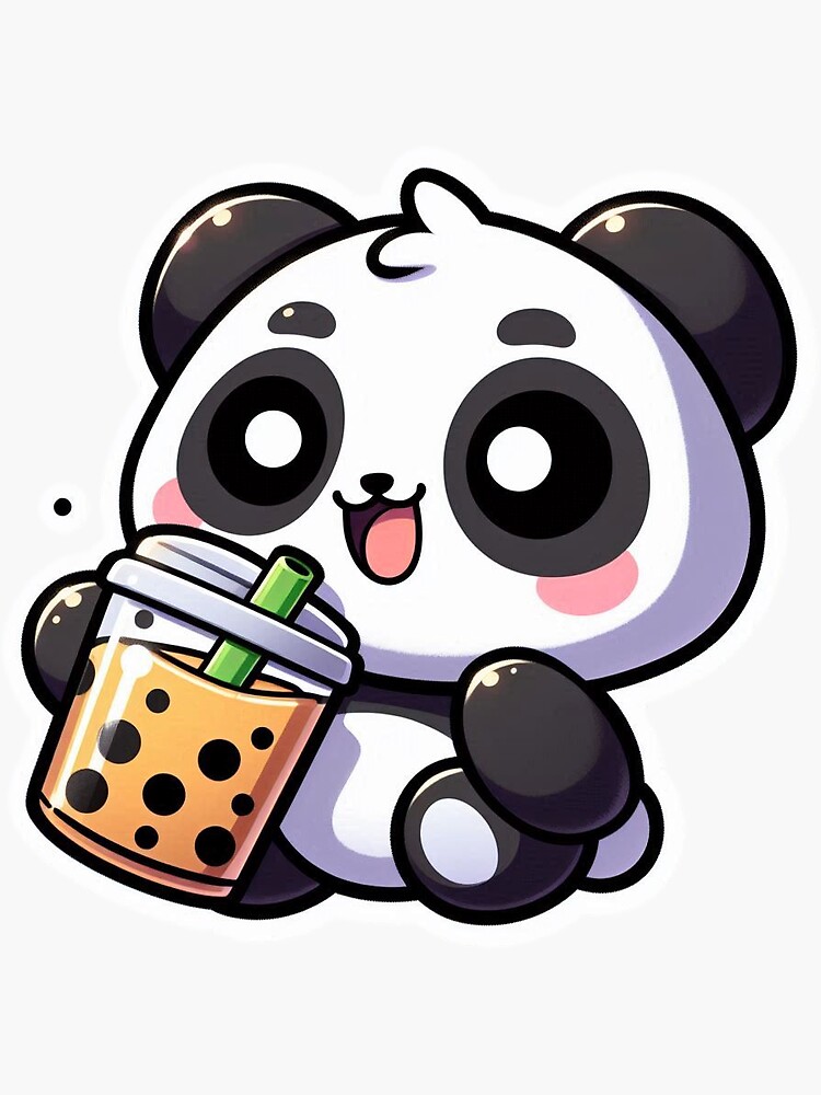 "Kawaii cute panda drinking bubble tea boba" Sticker for Sale by ...