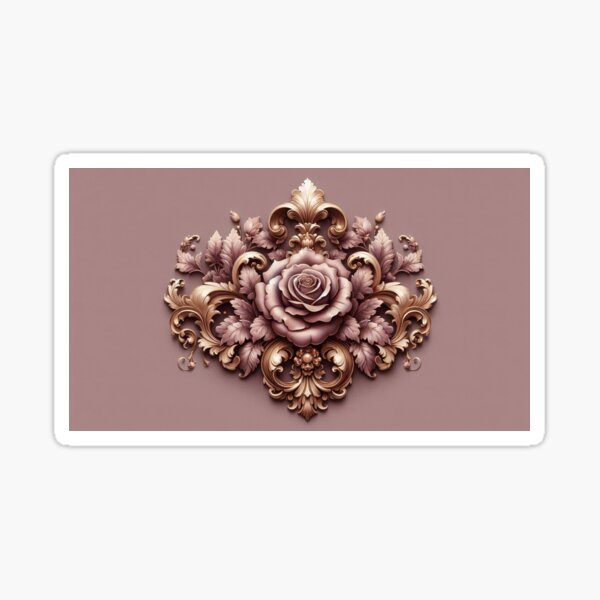 "Matte Mauve Rococo With Roses" Sticker for Sale by DesignsByPrnces ...