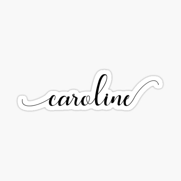 Caroline Custom Name On Delicate Black Cursive Font Sticker For