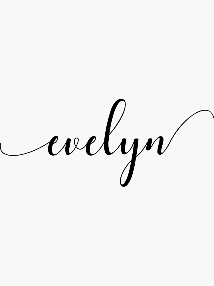 "Evelyn - Custom name on delicate black cursive font" Sticker for Sale ...